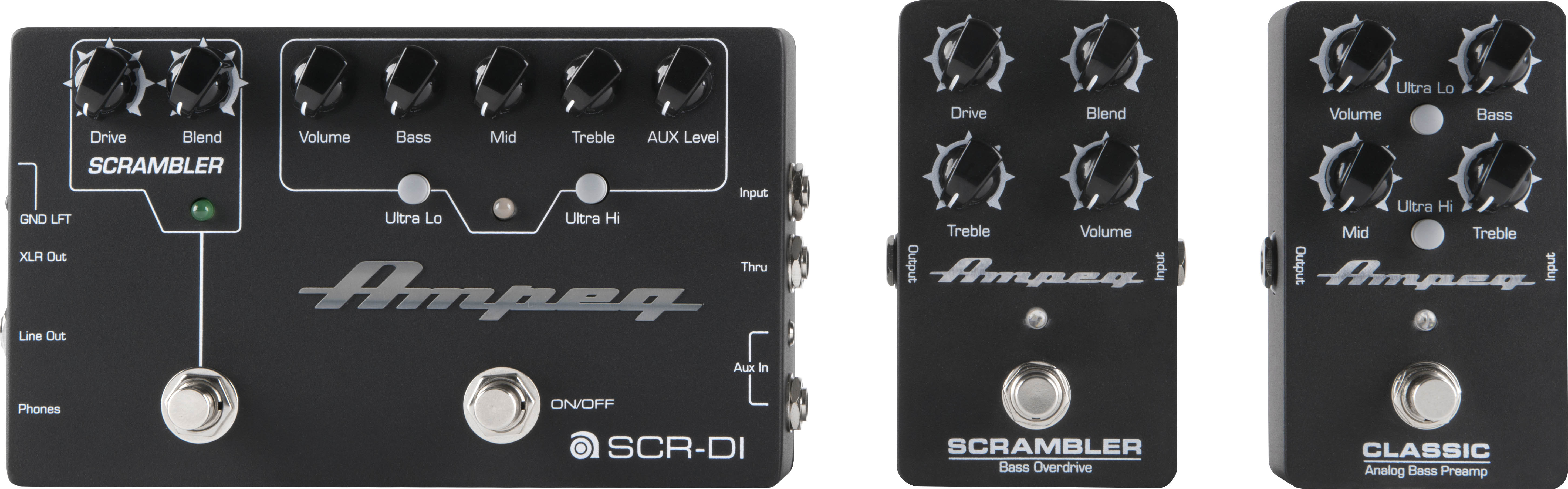 Pure Ampeg Tone. Rugged Pedal Designs – No Treble